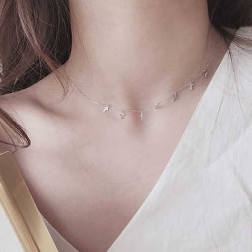 Collier ras du cou croix argent 925 - DES BIJOUX FANTAISIE