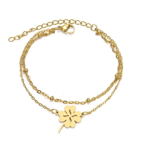 Bracelet trèfle acier doré - DES BIJOUX FANTAISIE